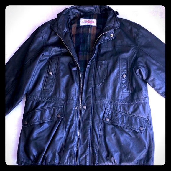 Perry Ellis | Jackets & Coats | Perry Ellis Vintage Leather Hooded Coat ...